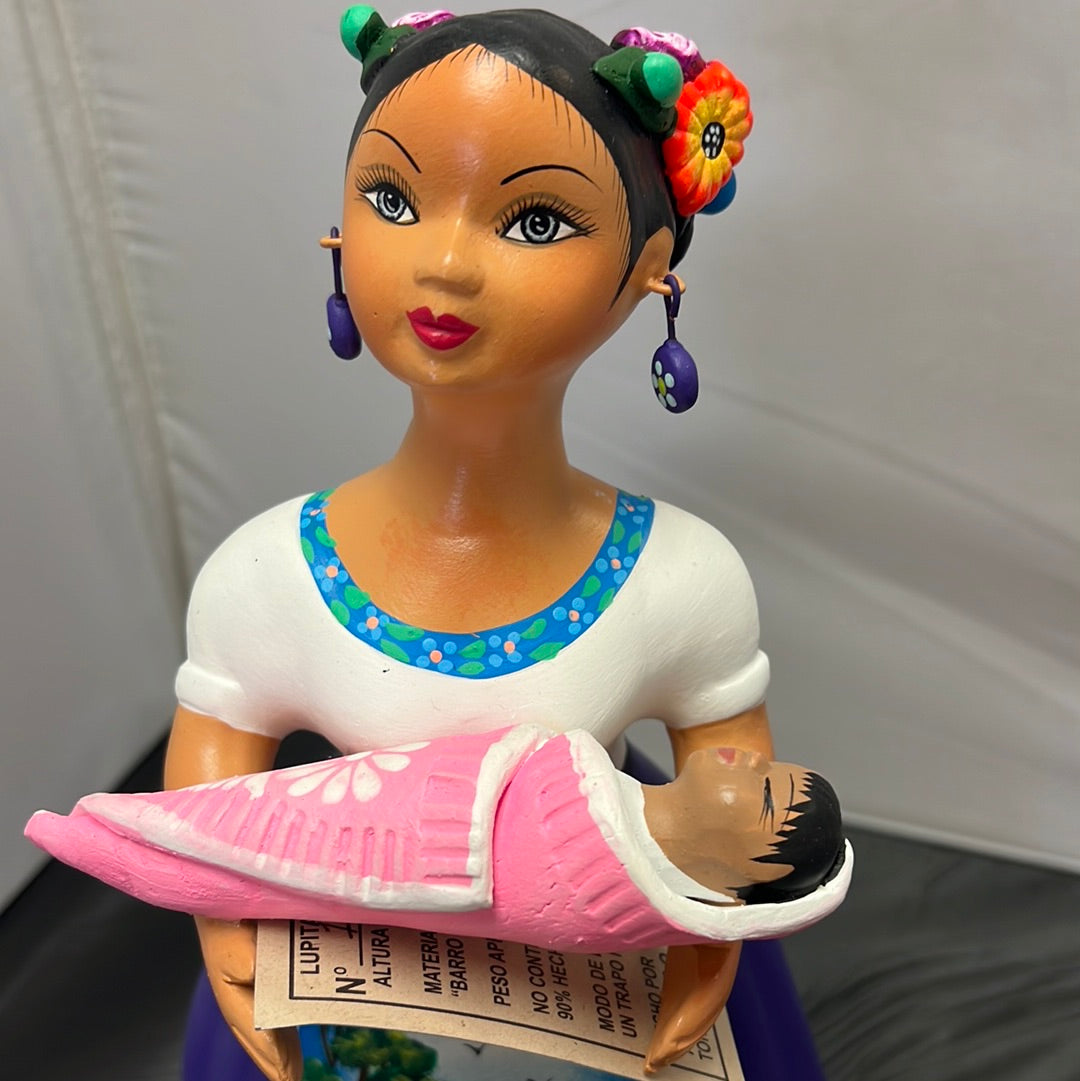 Lupita Mexican Ceramic Doll with baby – Artesanias Mexicanas Morelia